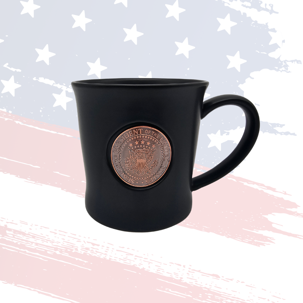 Black Jumbo 16 oz Mug with Copper Presidential Seal – Exclusive White ...