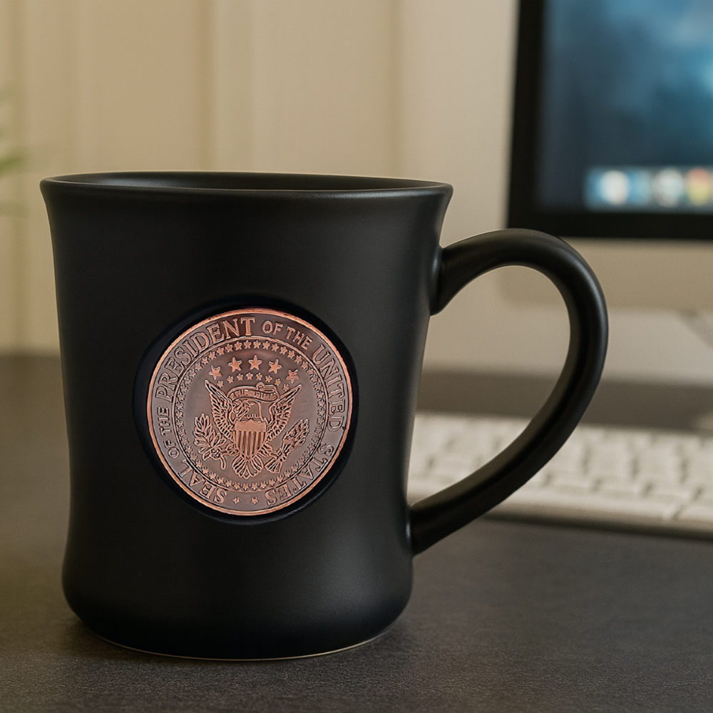 Black Jumbo 16 oz Mug with Copper Presidential Seal – Exclusive White ...